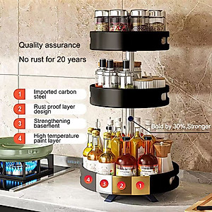BULTIWEUD 3 Tier Lazy Susan Turntable Spice Rack Organizer Food Storage Container for Kitchen Cabinet, Spinning Organizer for Spices,Condiments,Black