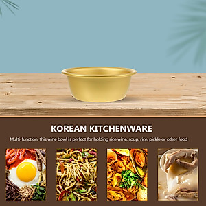 Kichvoe Korean Pot Korean Rice Wine Bowl: 4pcs Korean Rice Aluminum Bowls Korean Traditional Bowls Multi-function for Home Restaurant Food Pickle Golden 12cm Korean Stone Pot