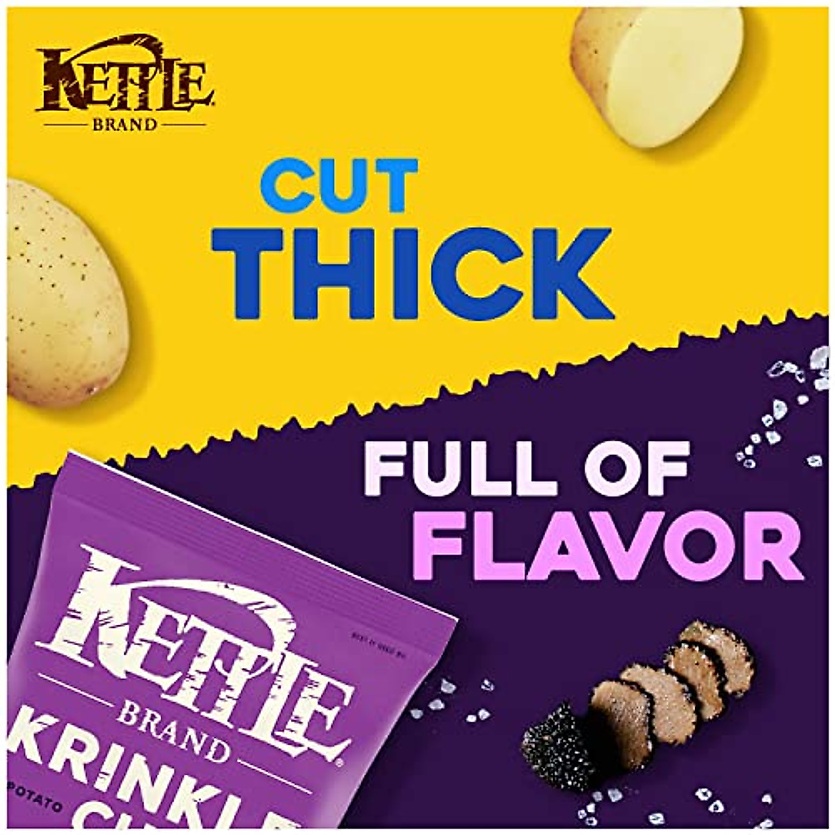 Kettle Brand Potato Chips, Krinkle Cut Truffle and Sea Salt, 7.5 Oz