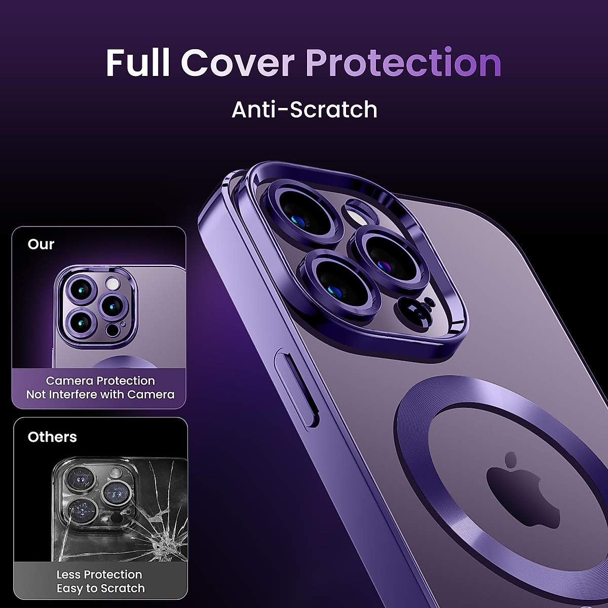 Antlia Magnetic Case for iPhone 14 Pro Max Case, Clear [Camera Protection] [Compatible with MagSafe], Slim Shiny Women Girls Phone Case (6.7"), Purple