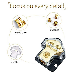 LEIGESAUDIO 0/2/4 Gauge in 4/8 Gauge Out 2 Way Amp Copper Power Distribution Block for Car Audio Splitter (1PACK)