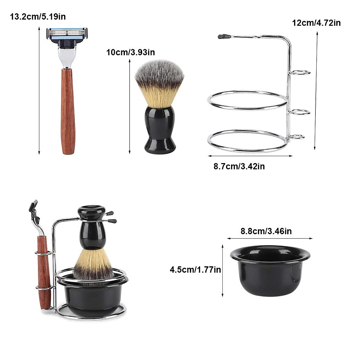 4 in 1 Shaving Kits for Men Set, Shave Brush and Bowl Shaving Brush Kit, Badger Hair Beard Shave Brush Kit, Men Boyfriend Husband Dad Birthday Fathers Day for Him