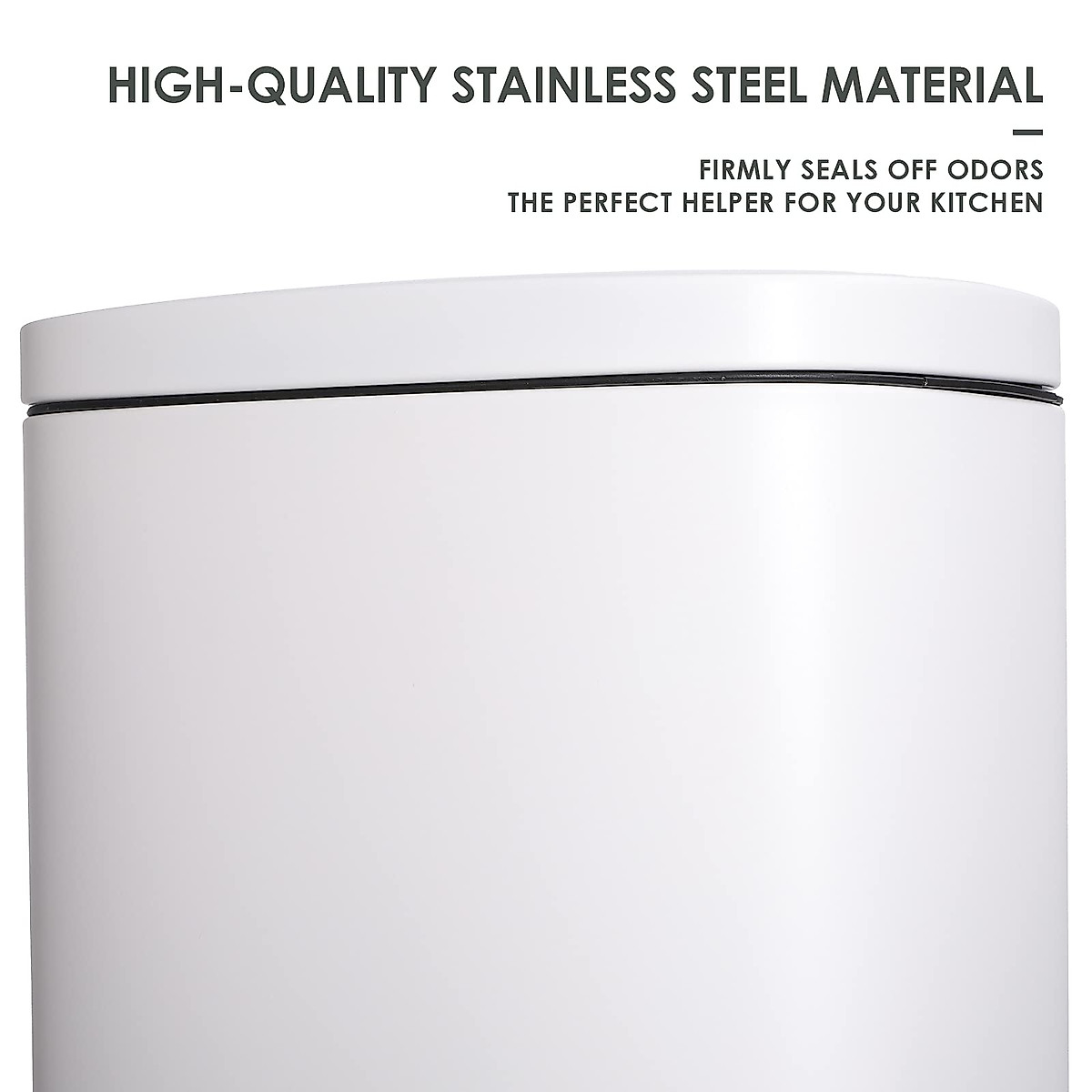 AthLike Trash Can, Stainless Steel Kitchen Garbage Can, Step Waste Bin with Hinged Lid and Removable Inner Bucket, Soft-Close, Dustbin for Bathroom Bedroom Living Room Home (White, 8 Gal)