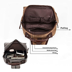 FASNAHOK Canvas Backpack for Women Travel Back Pack Multifunctional Shoulder Bag Vintage Rucksack School Bag Daypack