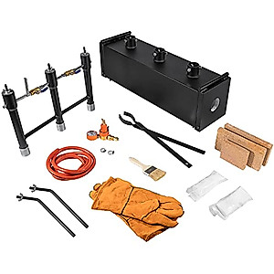 Triple Burners Portable Propane Gas Forge Three Burners 2600°F/1425℃ Large Capacity Square Forging Furnace for Blacksmithing Farrier Knife Tool Making Equipment with Tong & Gloves