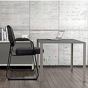 CLATINA Office Reception Guest Chair with Bonded Leather Padded Arm Rest Modern Style for Waiting Conference Room Black 4 Pack