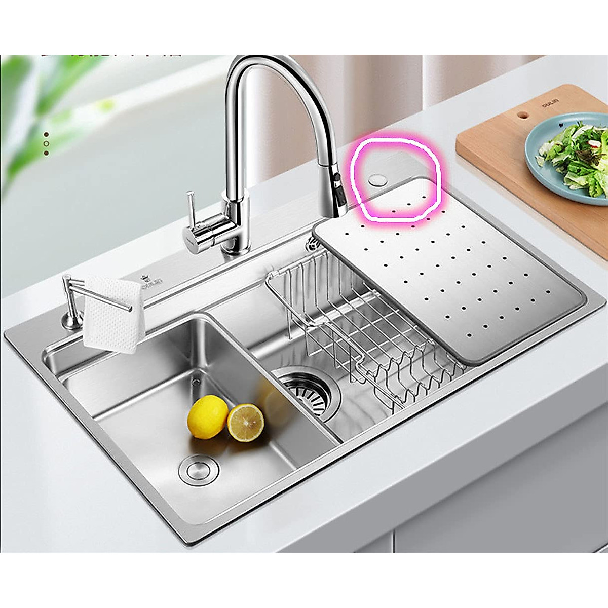 3 Pieces Brushed Stainless Steel Kitchen Faucet Hole Cover Sink Tap Hole Cover Soap Dispenser Cover（1.1 to 1.6 Inch in Diameter）