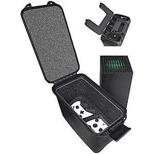Case Club Compact Hard Case - Fits Xbox Series X, Two Controllers, & Cords - Impact Resistant - Lockable - Laser Cut Foam - Made in USA (Xbox Series X)