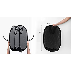 Topline Pop-Up Square Laundry Hamper, Durable Ventilated Mesh with Carry Handles (White)