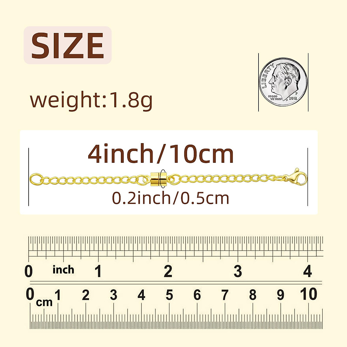 Qulltk Magnetic Necklace Extender Silver and 14K Gold Adjustable Chain Extenders for Necklaces,Magnetic Necklace Clasps and Closures with Extender Chains