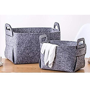 Colorido Detachable Folding Felt Sundries Basket Dirty Clothes Storage for Living Room Bedroom Light Grey S
