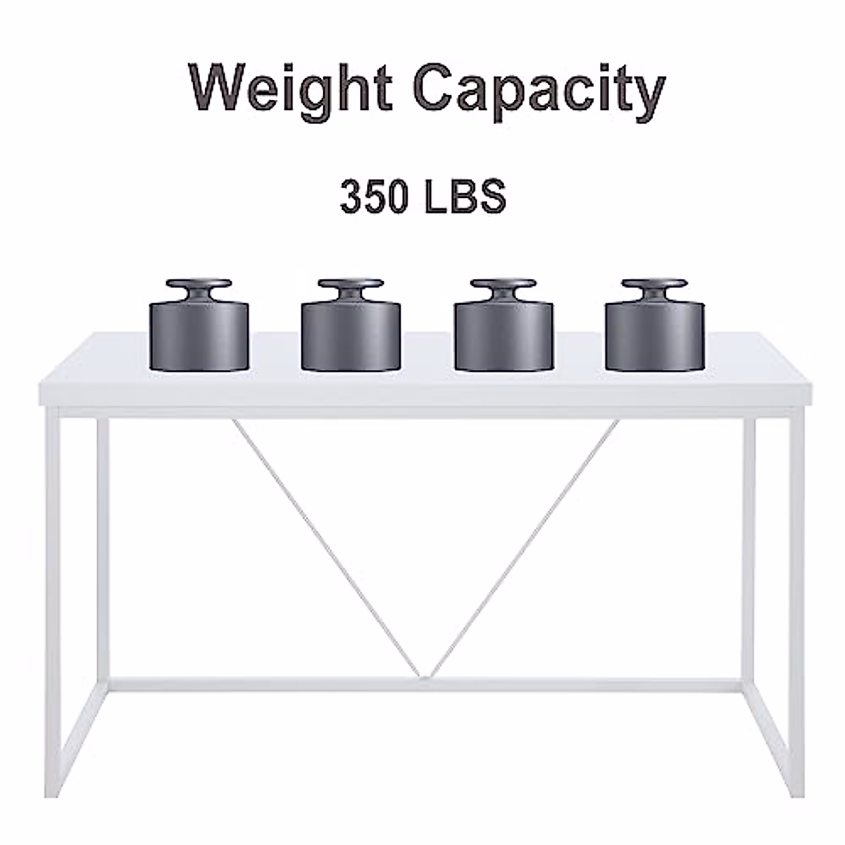 EXCEFUR Home Office Desk, Metal and Wood Computer Desk, Modern Rustic Work Study Writing Table for Living Room Bedroom, White Oak, 55 inch