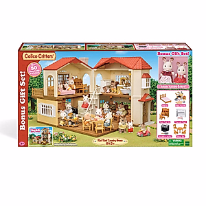 Calico Critters Red Roof Country Home - Dollhouse Playset with Figures, Furniture and Accessories for Ages 3+
