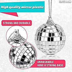 24Pcs Mini Disco Ball Party Decorations - Silver Mini Plastic Ornaments Small Disco Balls Valentines Tree Decorations for Wedding - 2" for Disco Party Decorations Holiday Tree Wedding Party Festival