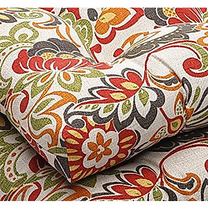 Pillow Perfect Outdoor/Indoor Zoe Citrus Tufted Seat Cushions (Round Back), 19" x 19", Green, 2 Pack