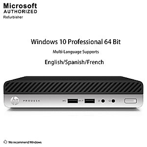 HP ProDesk 400 G3 Desktop Mini Computer, Intel Quad Core I5-6500T up to 3.1GHz, 16G DDR4, 512G SSD, N/A, WiFi, BT, DP, VGA, Windows 10 Pro 64 Bit Language Supports English/Spanish/French(Renewed)
