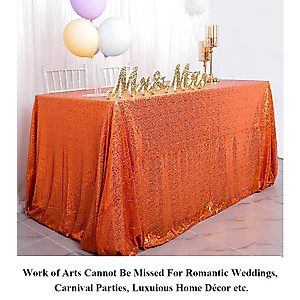 Partisout Orange Tablecloth Square 50x50 Sequin Tablecloths for Rectangle Tables Christmas Tablecloth Halloween Table Overlay Sparkle Table Cloths for Parties(50x50'', Orange)