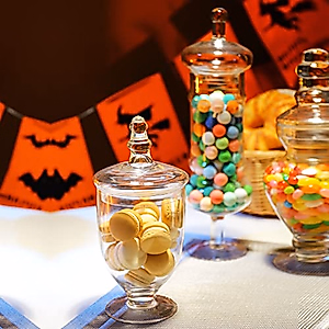 Diamond Star Set of 3 Clear Glass Apothecary Jars, Decorative Weddings Candy Buffet Display Elegant Storage Jar (H: 9", 12.5", 14")