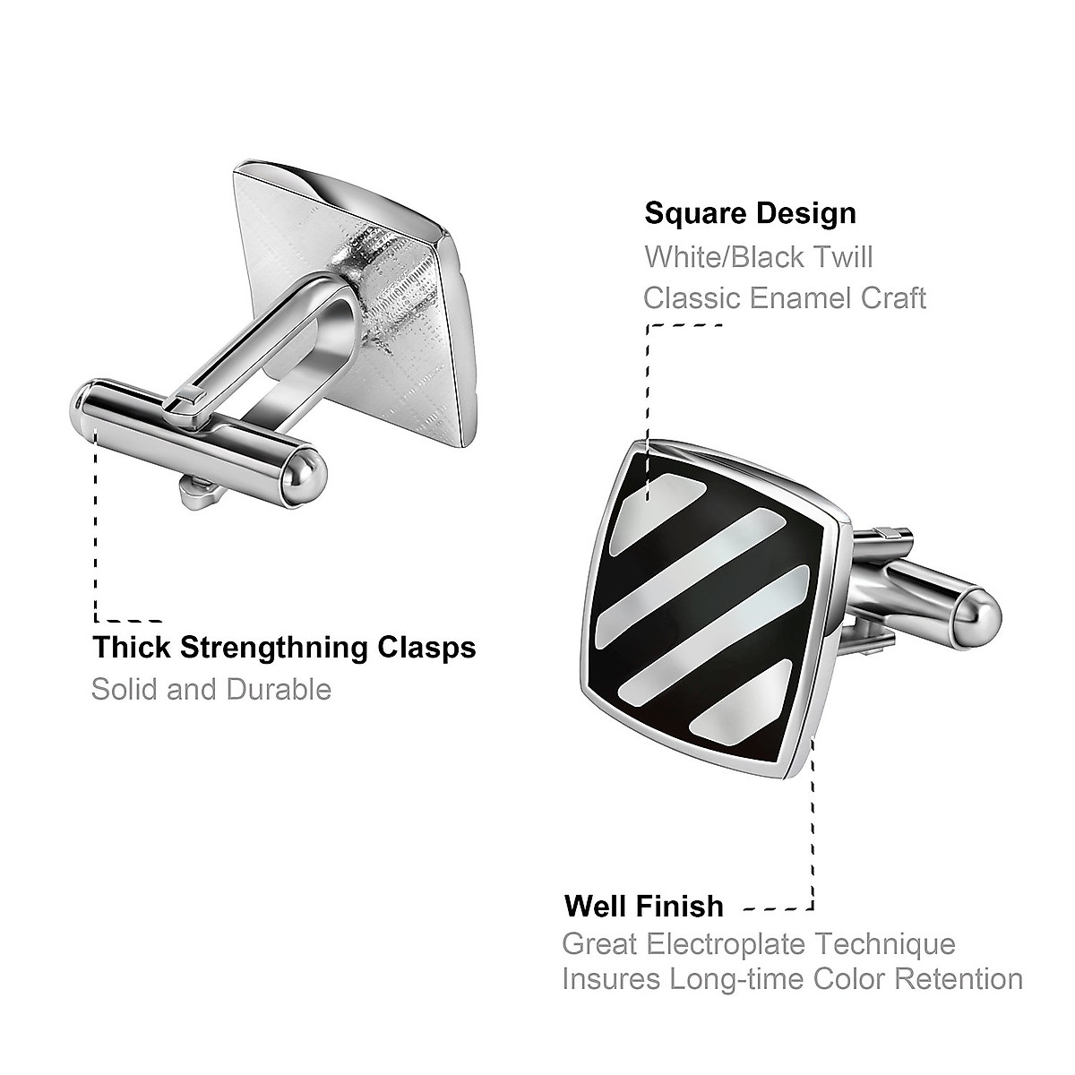 Luckeyui 12 Pairs Cufflinks Set Gifts for Men Vintage Wedding Tuxedo Shirt Cuff Links Silver & Black