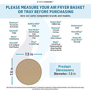 Air Fryer Round Paper Liners Compatible with Ninja, Frenchmay, Habor, Maxi-Matic, Power Airfryer Oven, Zeny +More | Unbleached Parchment Paper Sheets