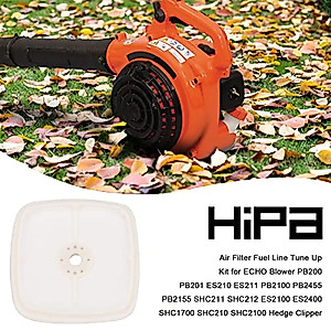 HIPA Air Filter Fuel Line Tune Up Kit for ECHO Blower PB200 PB201 ES210 ES211 PB2100 PB2455 PB2155 SHC211 SHC212 ES2100 ES2400 SHC1700 SHC210 SHC2100 Hedge Clipper