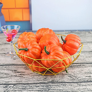 JEDFORE Fake Fruit Home House Kitchen Decoration Artificial Lifelike Simulation Mini Pumpkins Halloween Thanksgiving Day House Decoration - Set of 10 - Orange