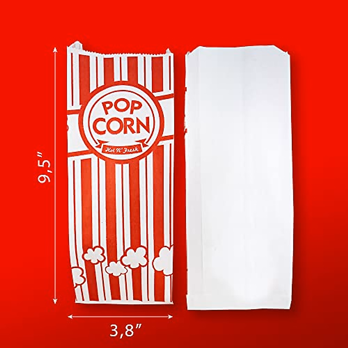Paper Popcorn Bags,Concession-Grade Bags, Popcorn Machine Accessories for Popcorn Bars, Movie Nights, Concessions 1 0z 100 pcs