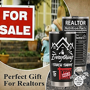 FROOBLEQUIRK Realtor Tumbler 20 Oz with Keychain – Real Estate Agent Gifts, Closing Gifts for Realtors, Must-Have Accessory