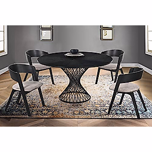 Armen Living Cirque 54" Round Mid-Century Modern Pedestal Black Wood Dining Table with Epoxy Metal Base