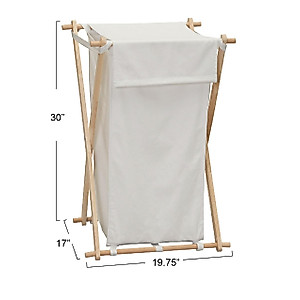 Household Essentials White Househod Essentials Laundry Hamper with Wood X Frame Large