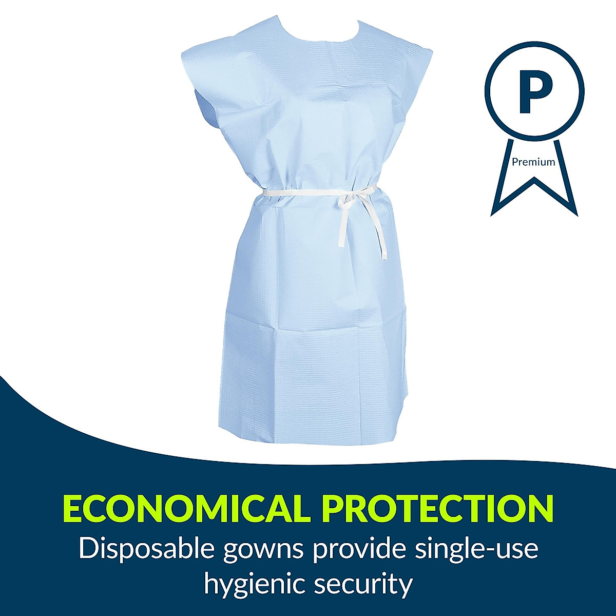 TIDI 803 Premium Exam Gown, Tissue/Poly/Tissue (Pack of 50)