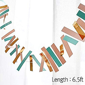 ebabyland 2Pack Teal and Rose Gold Confetti Garland Streamers Party Decorations bachelorette party decorations rose gold birthday decorations paper garland baby shower decorations for girl banner