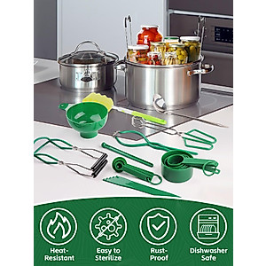 19PCS Canning Supplies Starter Kit, Kalolary Kitchen Canning Tools Canning Essentials Kit Home Canning Equipment Kit with Canning Rack Canning Tong Funnel Jar Lifter for Canned Fruit Vegetables Pickle