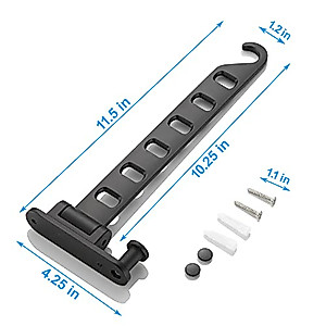 TOHERVIE Wall Mounted Clothes Hanger Rack, Laundry Hangers Folding Clothes Drying Racks for Laundry Room Organization with Hooks Swing Arm, Closet Organizer for Bedroom, Bathroom, Pack of 2 (Black)