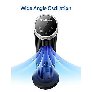 OmniBreeze Digital Electric Tower Fan, with Remote Control, LED Display, Standing Bladeless Floor Fans Cooling and Quite Indoor Living Room Bedroom use (36 Inch)…