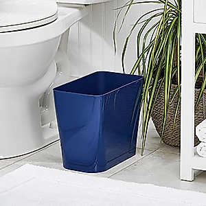mDesign Plastic Small 3-Gallon Wastebasket, Trashcan Container Bin - for Bathroom, Bedroom, Kitchen, Home Office, Laundry Room - Holds Trash, Garbage, Waste - Navy Blue