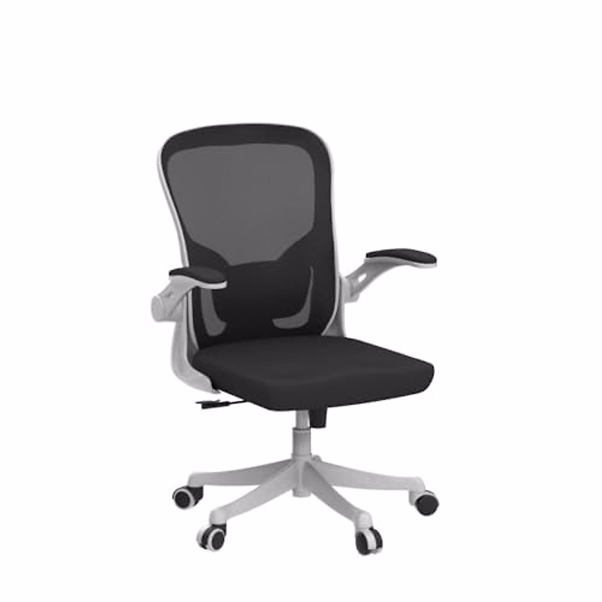 Monhey Office Chair - Ergonomic Office Chair with Lumbar Support & Flip Up Arms Home Office Desk Chairs Rockable High Back Swivel Computer Chair White Frame & Black Mesh Study Chair