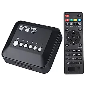 1080P Media Player with HDMI / PrPbY / AV Output, Full HD Digital MP4 Player with Remote Control Read USB Drive/SD Cards/HDD for RMVB / MKV / JPEG etc(Black-US)
