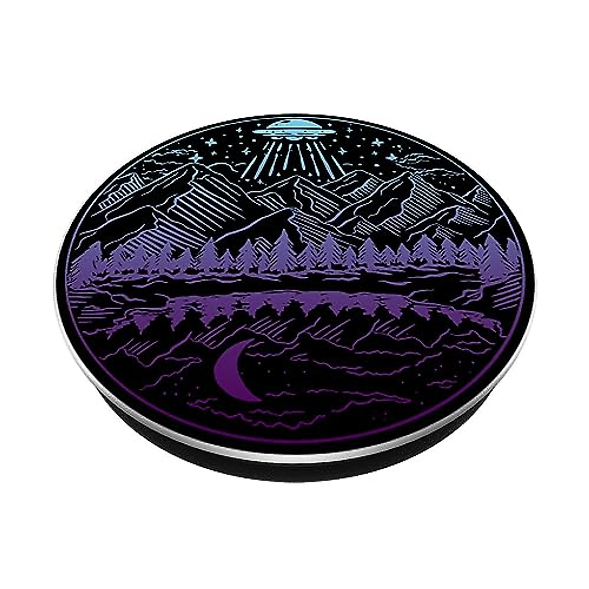 Galaxy UFO Abduction Space Astronaut Nature Lake Moon Alien PopSockets Standard PopGrip