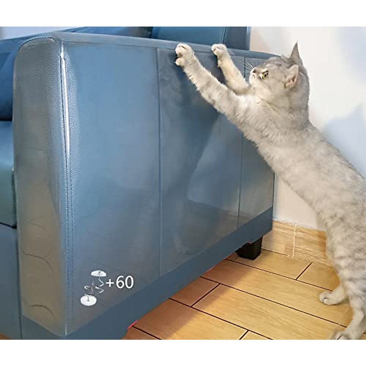 12 PCS Cat Scratch Furniture Protector for Leather, Cat Furniture Protector, Furniture Protectors from Cats, Cat Scratching Deterrent, Couch Guards for Cats, Strong Adhesion, No Residue