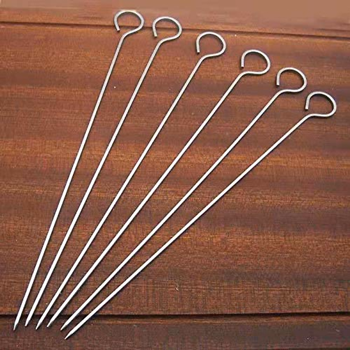Chinshwehaw 12-Inch Long Stainless Steel Skewers BBQ Skewers Barbecue Skewers Barbecue Skewers Poultry Roast Goose Needle Skewers for Barbecue Shish Kebab Kabob Reusable Sticks 12 Pack