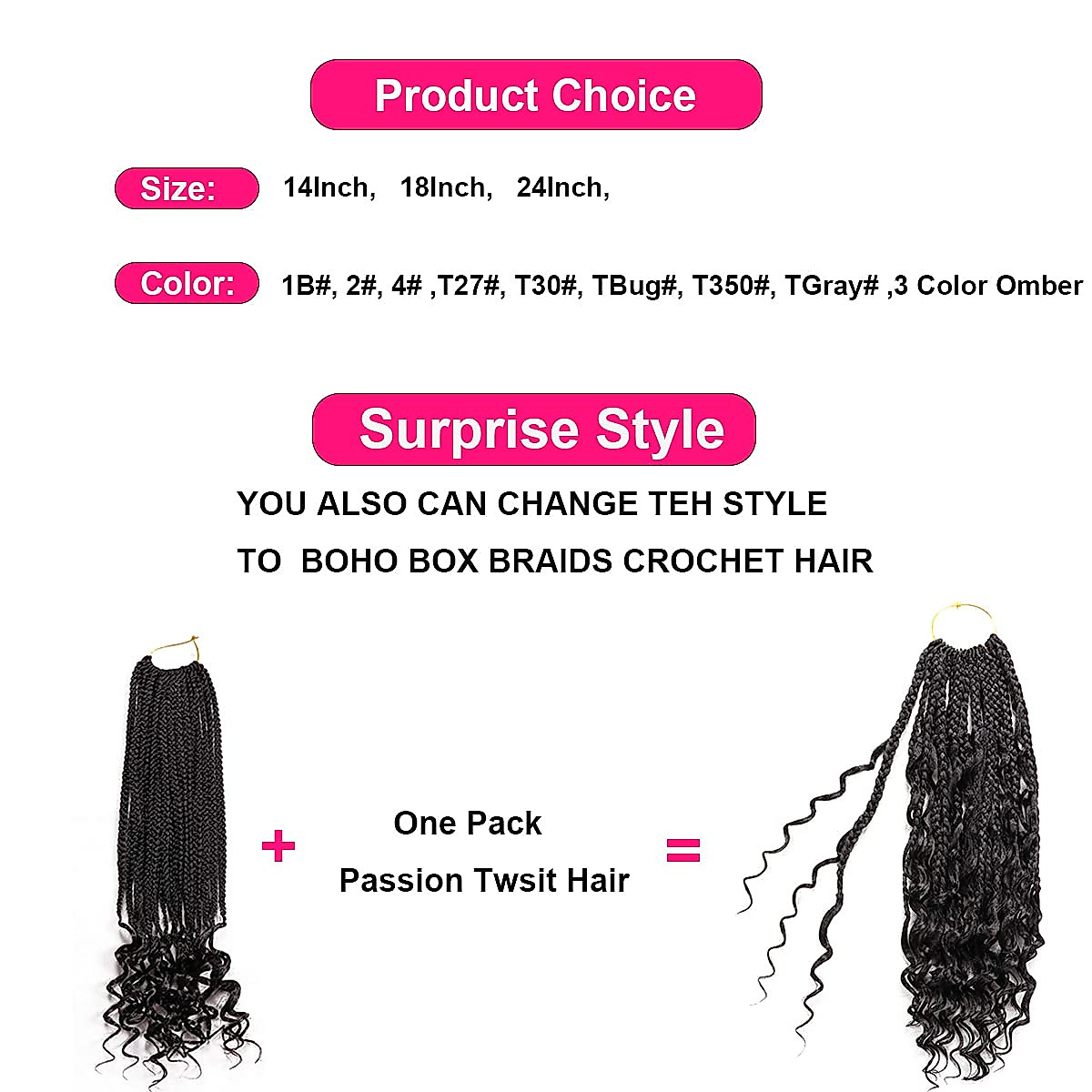 7 Packs 18 Inch Bohemian Goddess Box Braids Crochet Hair for Black Women (18 Inch, 1B#)