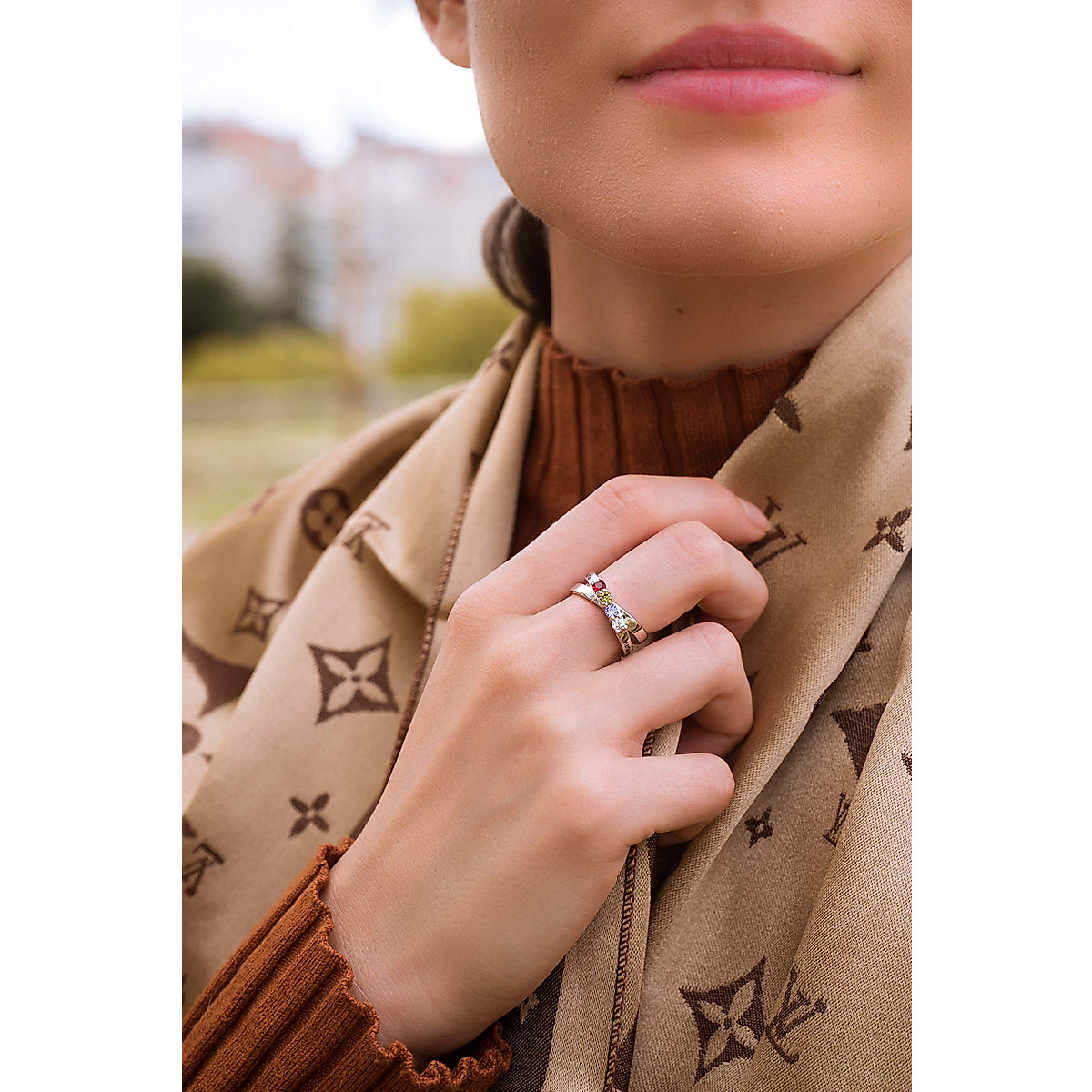 GLAMCARAT Personalized 925 sterling stacking Silver Ring mothers ring with 4 Four Birthstone Custom name Ring with 4 Stones Family Engraved Ring Personalized Jewelry for Women (7)