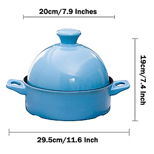UWEREBFM Ceramic Cooking Pot Cast Iron Pot with Lid Cooking Pot,Large Cooking Tagine with Conical Cover,Tagine Cooking Pot for Different Cooking Styles,Lead-Free Casserole Pan