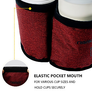 riemot Luggage Travel Cup Holder Free Hand Drink Carrier - Hold Two Coffee Mugs - Fits Roll on Suitcase Handles - Gifts for Flight Attendants Travelers Accessories Red