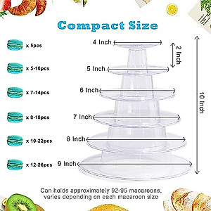 6 Tiers Round Macaron Tower Stand Plastic Transparent Cake Stand Macaron Display Rack Desserts Cupcake Holder Platter for Baby Shower, Birthday Party, Wedding, Party Decor by Greatstar