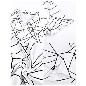 Cucuchy Women's Golf Clothing Golf Shirt UPF50+ Sun Protection Short Sleeve Workout Moisture Wicking Athletic Shirts Polo V Neck Tops Geometry White M