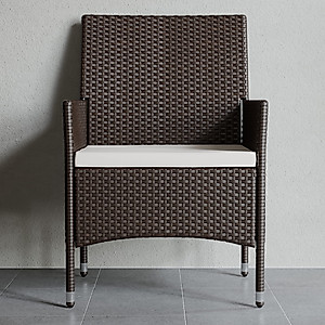 Edenbrook Bayview Rattan Patio Furniture - Outdoor Furniture Set, Set of Three: Loveseat and 2 Chairs, Brown Rattan/Cream