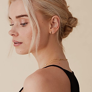 PAVOI 14K Gold Plated Sterling Silver Post Huggies | Cubic Zirconia Huggie Earrings for Women | Black Stones, Yellow Gold