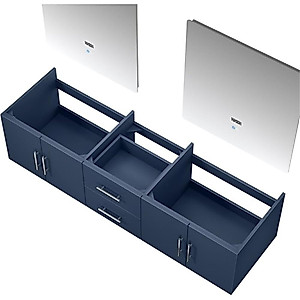 Lexora Geneva 72 in. W x 22 in. D Navy Blue Double Bath Vanity and 30 in. LED Mirrors